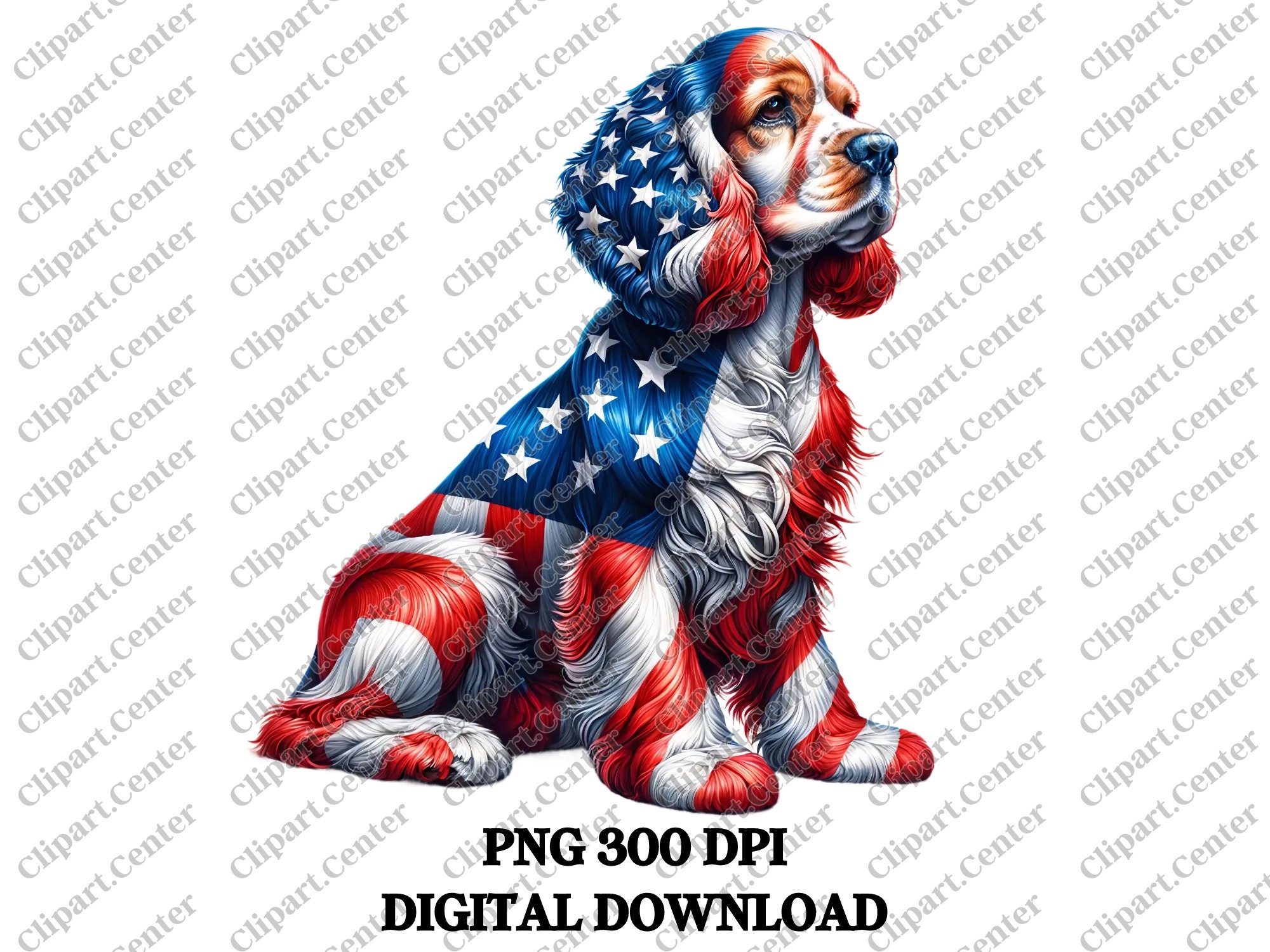 Patriotic Dog Clipart, American Flag Sublimation Design, USA Patriotic ...
