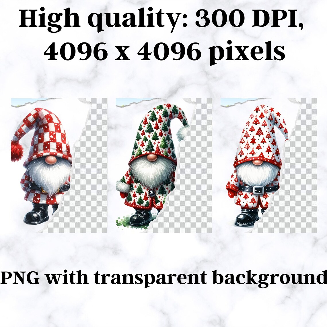 Christmas Gnomes PNG Bundle Watercolor Winter Gnome Clipart Printable ...