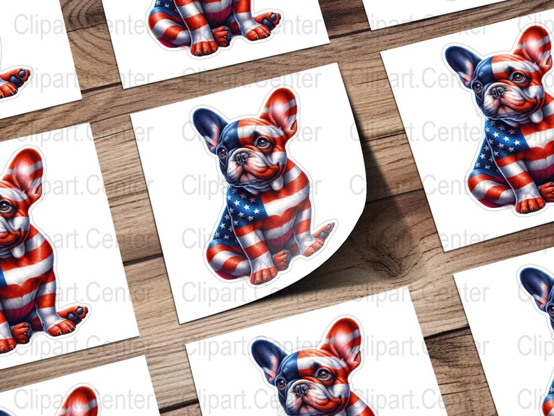 Patriotic Dog Clipart, American Flag French Bulldog PNG, 4th of July ...