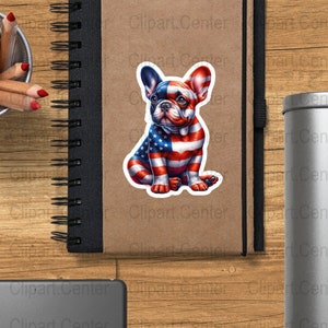 Patriotic Dog Clipart, American Flag French Bulldog PNG, 4th of July ...