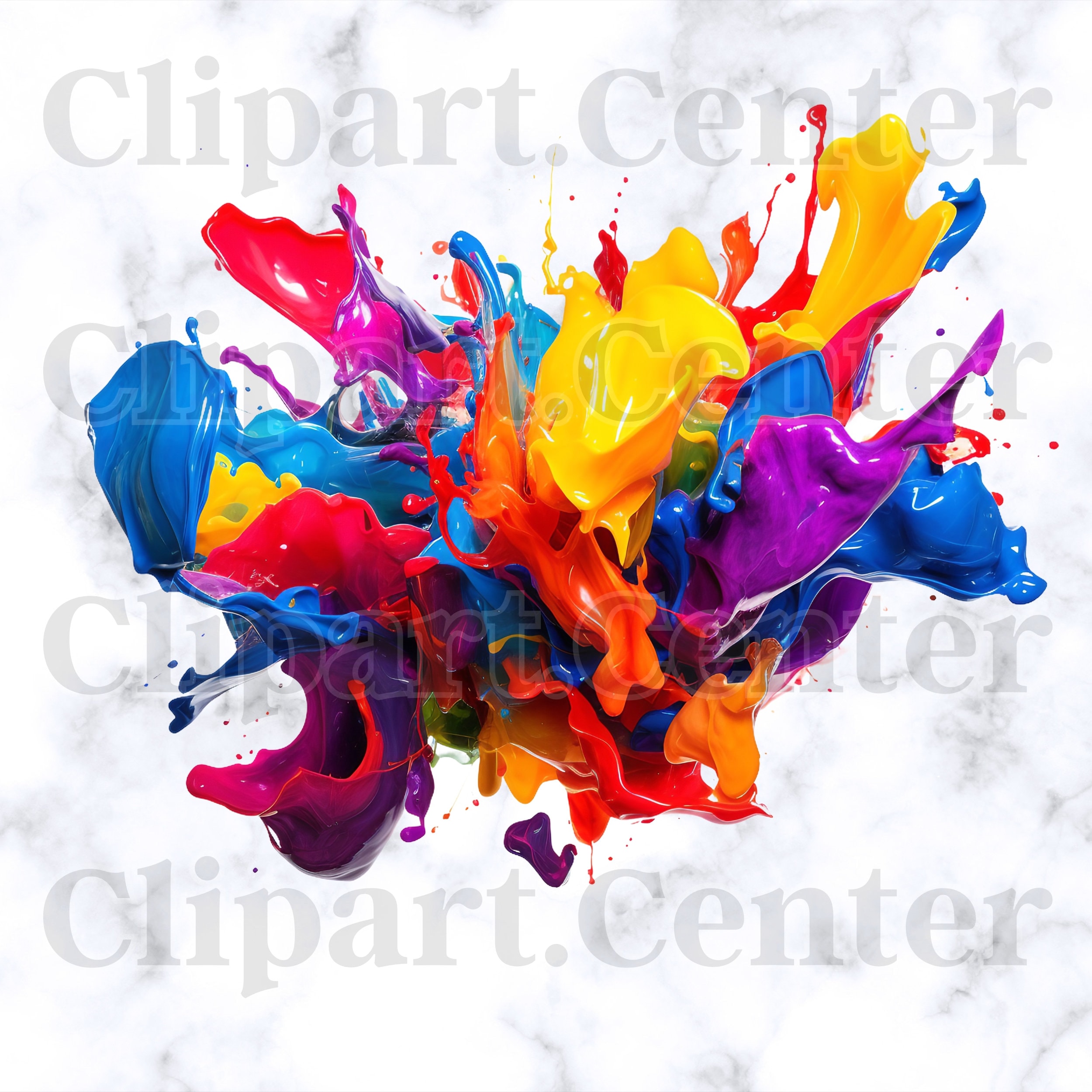 Vibrant Paint Splash PNG Clipart Bundle: Colorful Splatter and ...