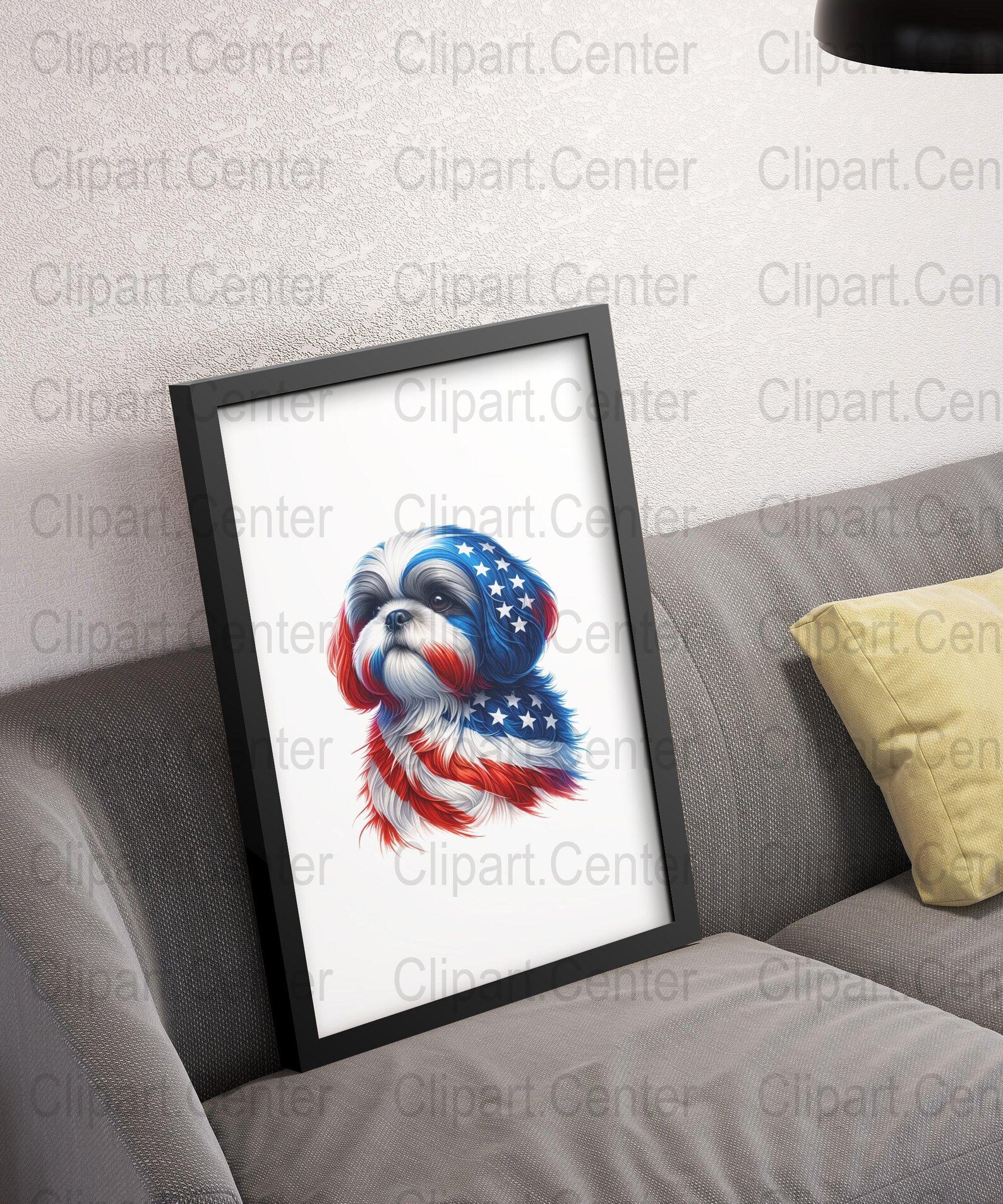 Patriotic Dog Clipart, Shih Tzu USA Flag Design, Fourth of July PNG ...