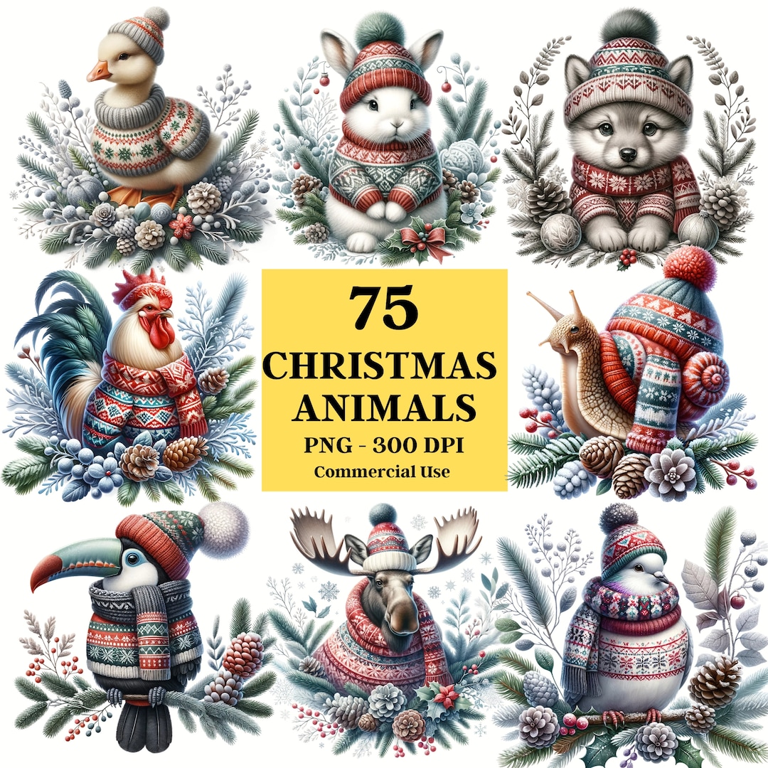 Winter Wonderland: 75 Christmas Animals PNG Clipart Festive Forest ...