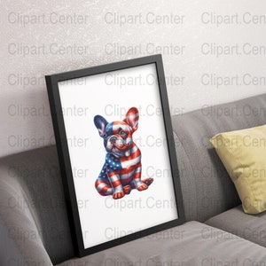 Patriotic Dog Clipart, American Flag French Bulldog PNG, 4th of July ...