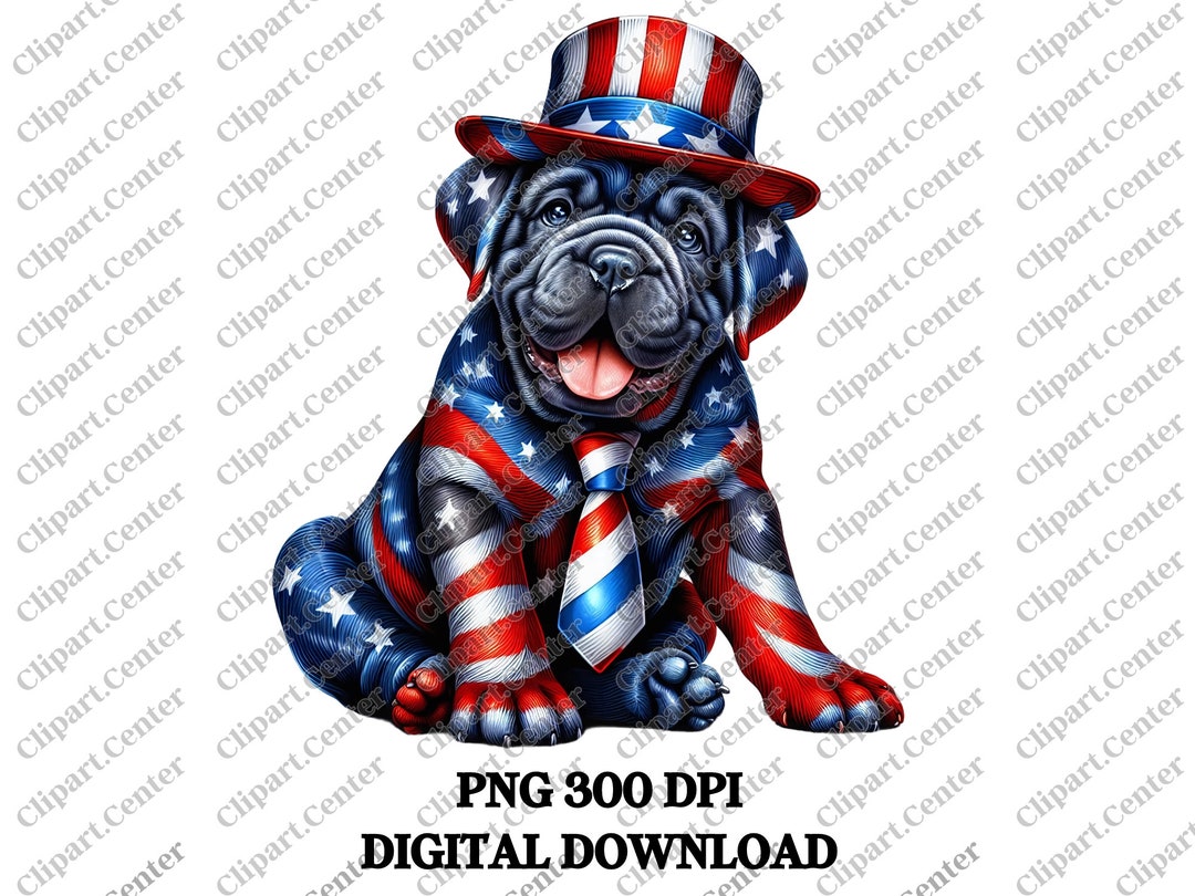 Patriotic Dog Clipart, American Flag Pet PNG, USA July 4th Digital ...