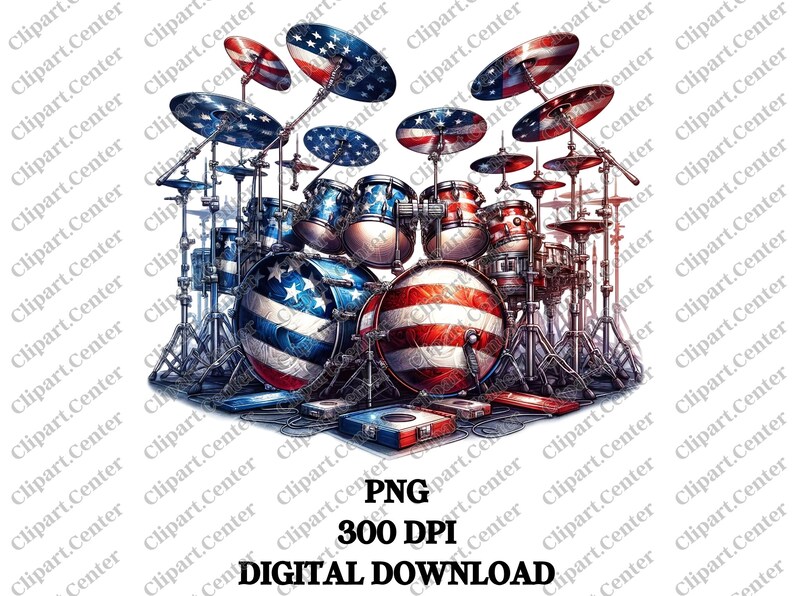 Patriotic Drum Set Clipart PNG, USA Flag Sublimation Design, American ...