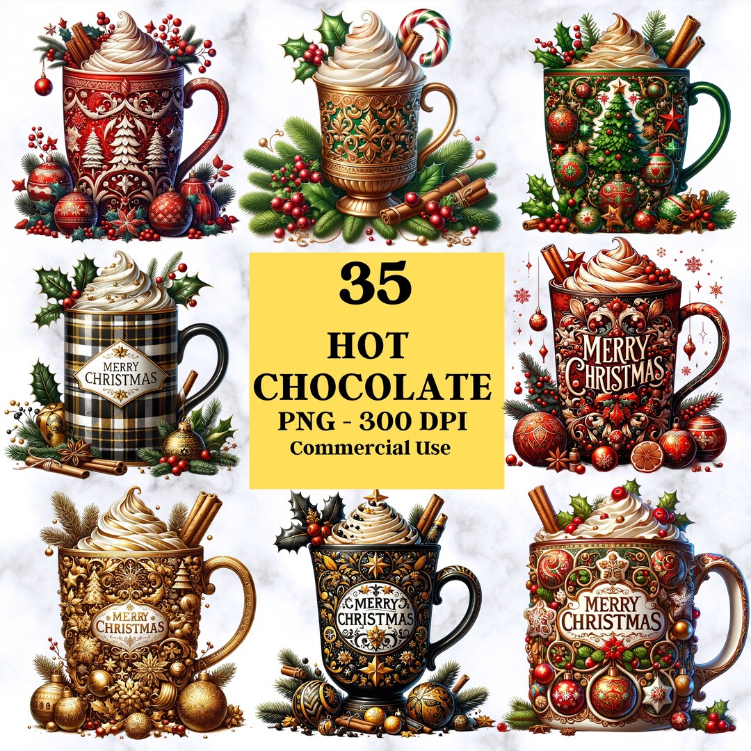 Cozy Winter Warmth: 35 Hot Chocolate PNG Clipart for Festive Christmas ...