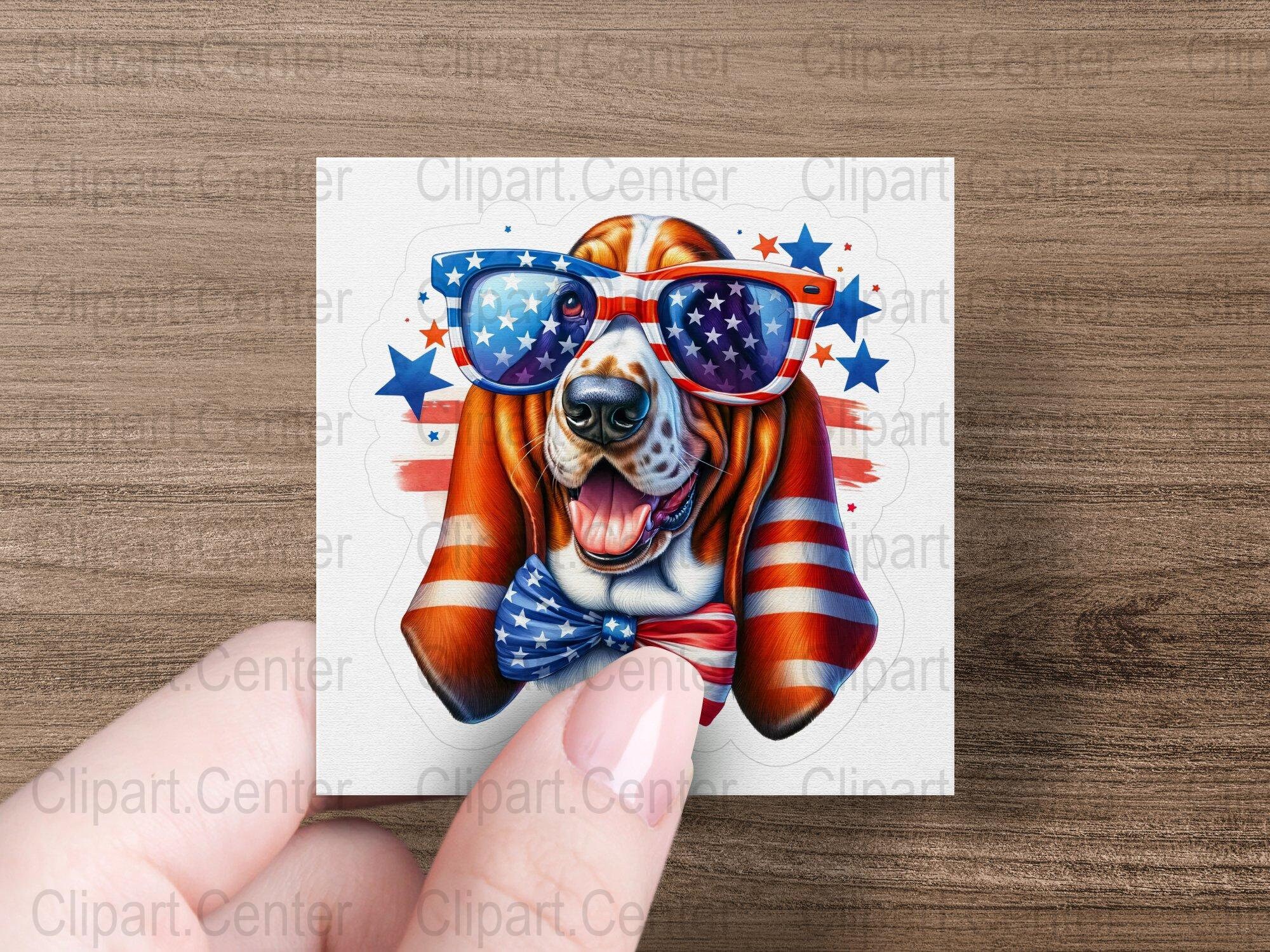 Patriotic Dog Clipart, American Flag Sunglasses, 4th of July ...
