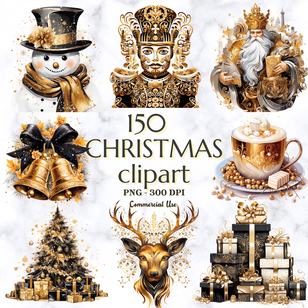 Gold Christmas Png, Gold Clipart - Etsy