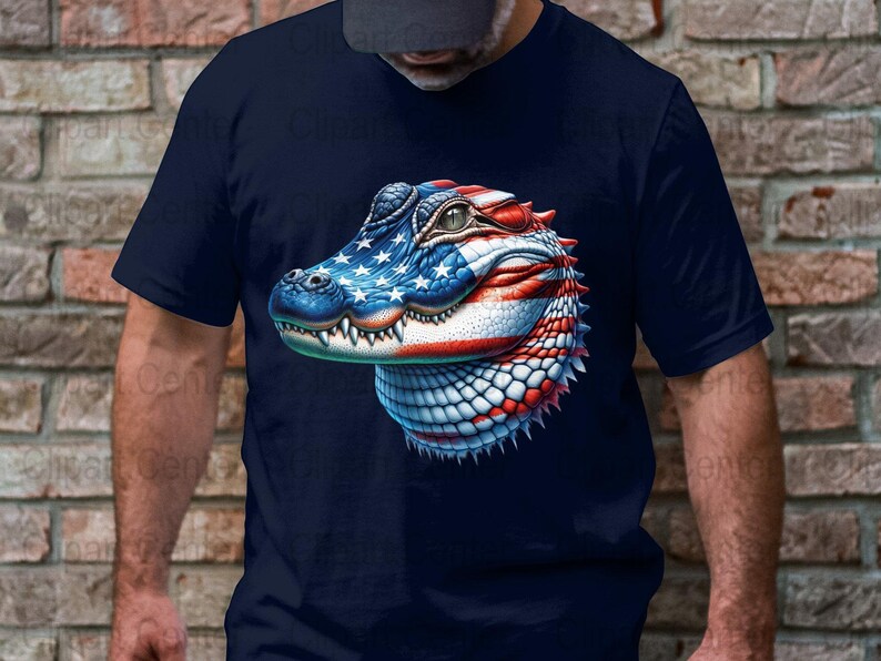Patriotic Alligator Clipart PNG, USA Flag Design, American Alligator ...