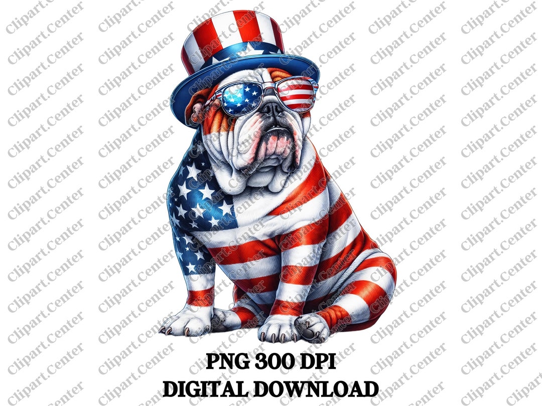 Patriotic Bulldog Clipart PNG, American Flag Dog Sublimation Design ...