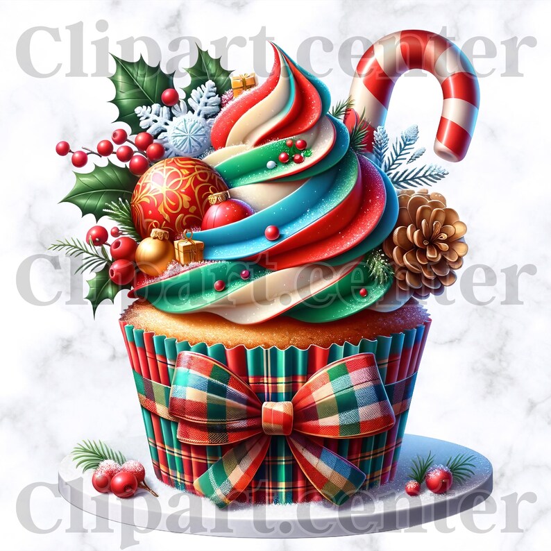 Festive Christmas Cupcake Clipart: 25 Delightful Dessert Illustrations ...