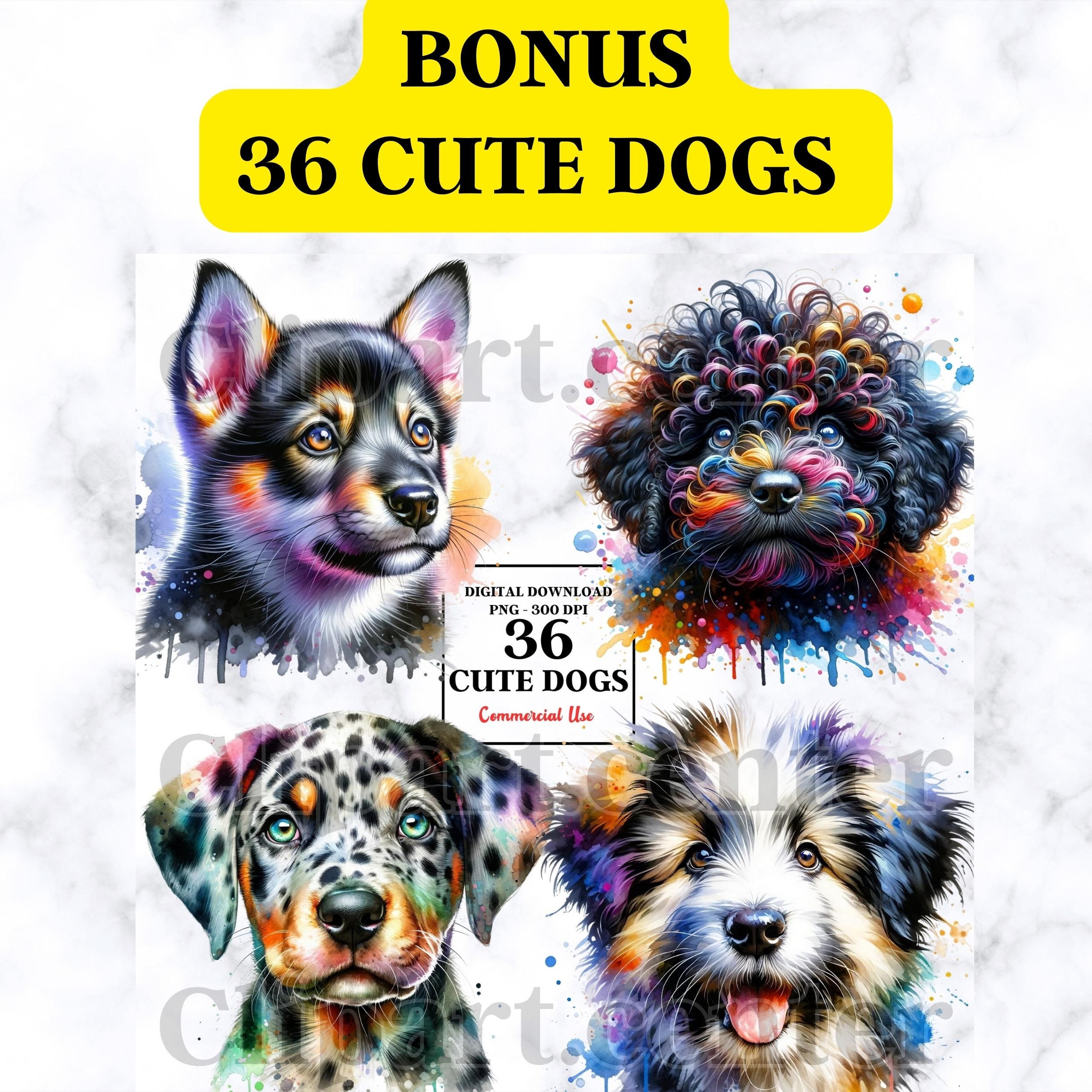 100 Dog and Puppies Clipart PNG Collection: Complete Set of 66 Breeds ...