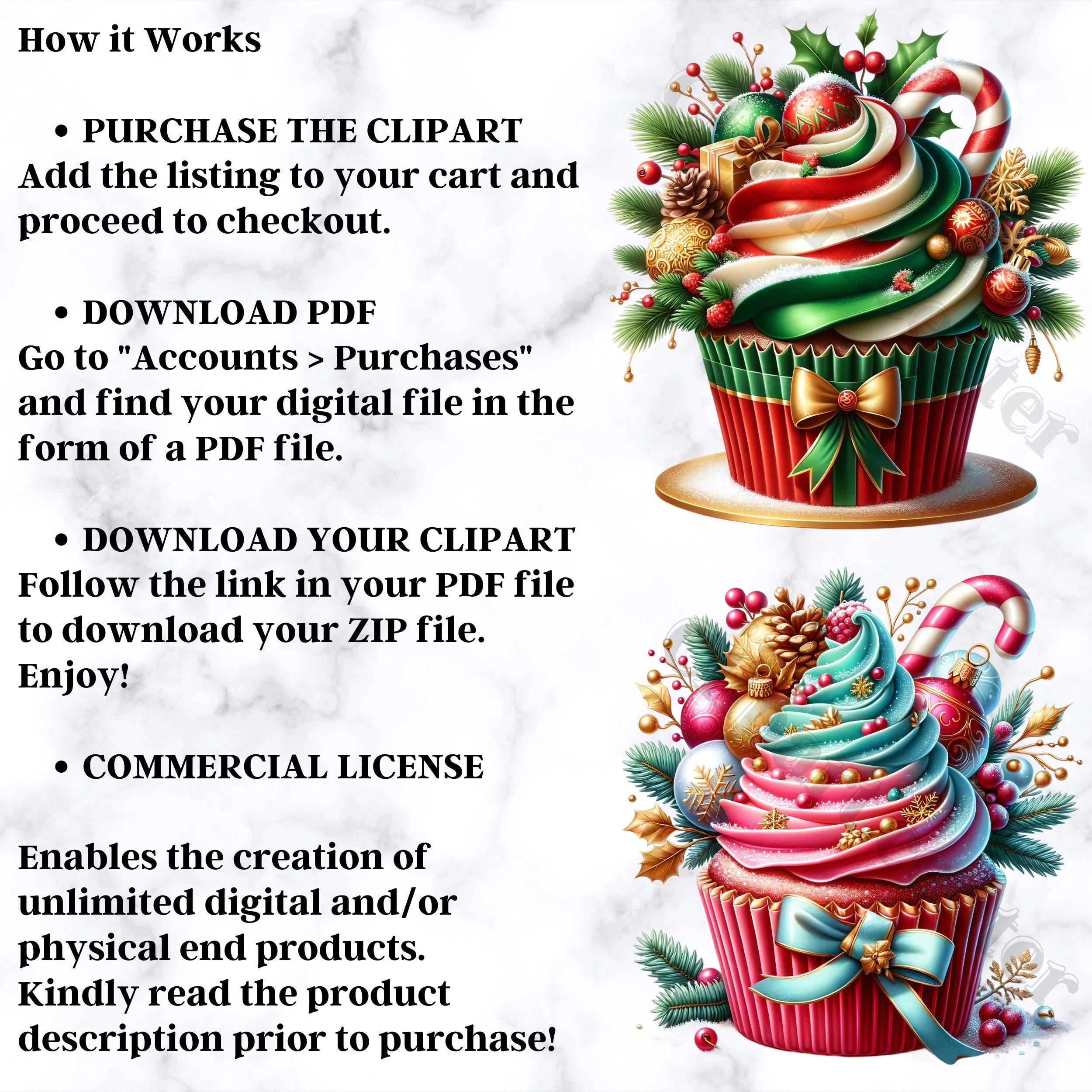 Festive Christmas Cupcake Clipart: 25 Delightful Dessert Illustrations ...