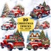 Red Truck Clip Art Holiday Road Trip: 20 Festive Christmas Truck PNG ...