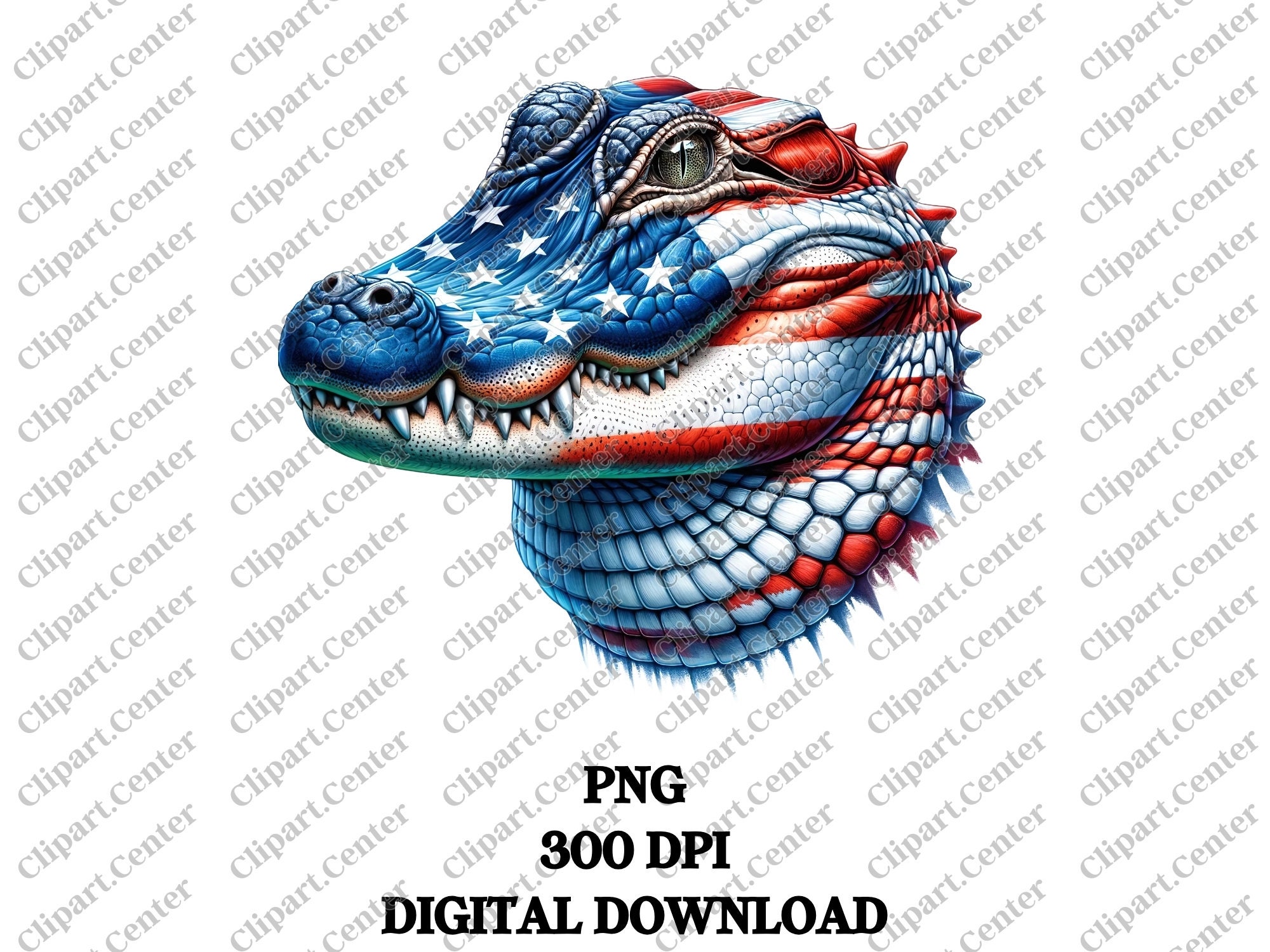 Patriotic Alligator Clipart PNG, USA Flag Design, American Alligator ...