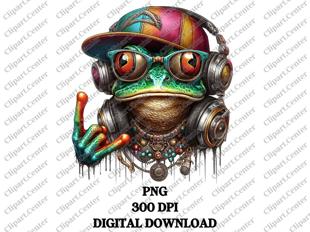 Funky Frog With Headphones Clipart, Cool DJ Frog T-shirt Design ...