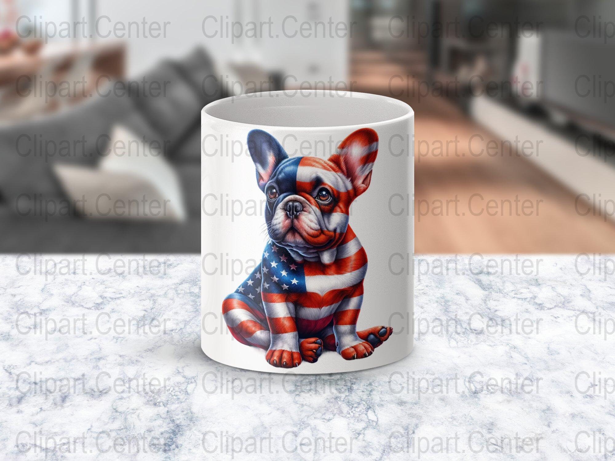 Patriotic Dog Clipart, American Flag French Bulldog PNG, 4th of July ...