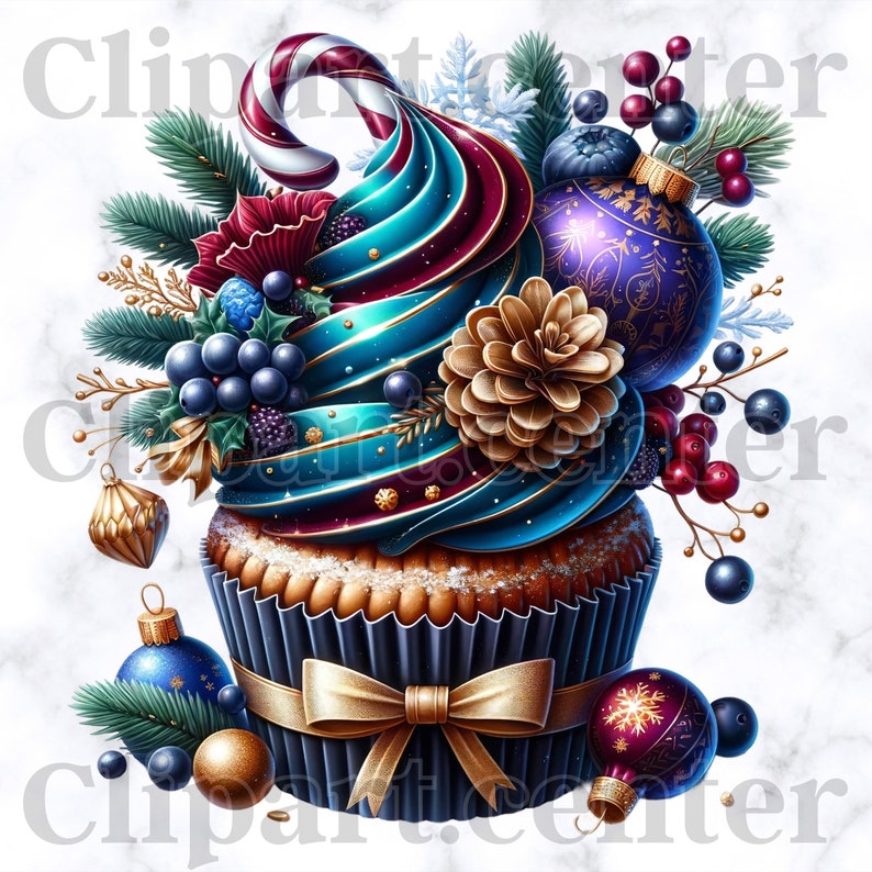 Festive Christmas Cupcake Clipart: 25 Delightful Dessert Illustrations ...