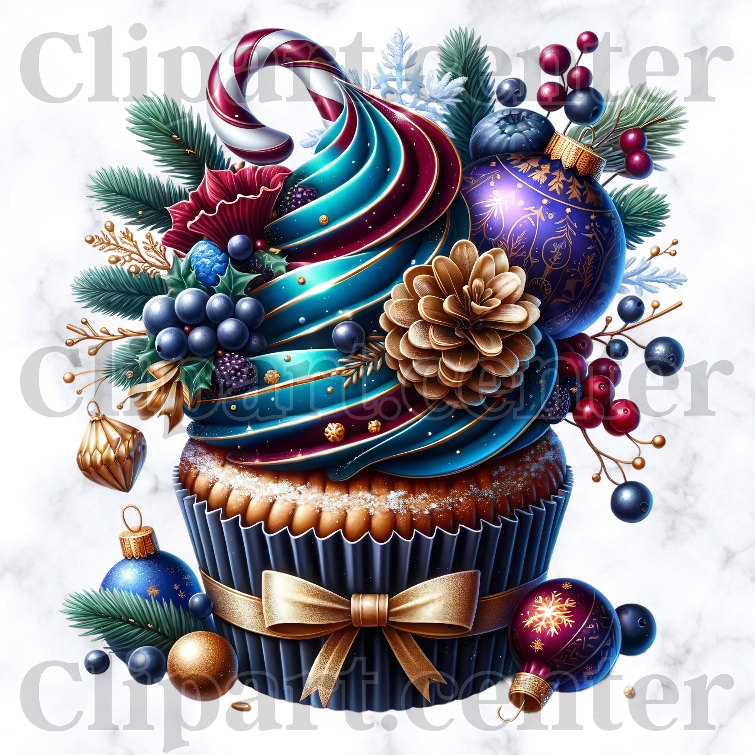 Festive Christmas Cupcake Clipart: 25 Delightful Dessert Illustrations ...