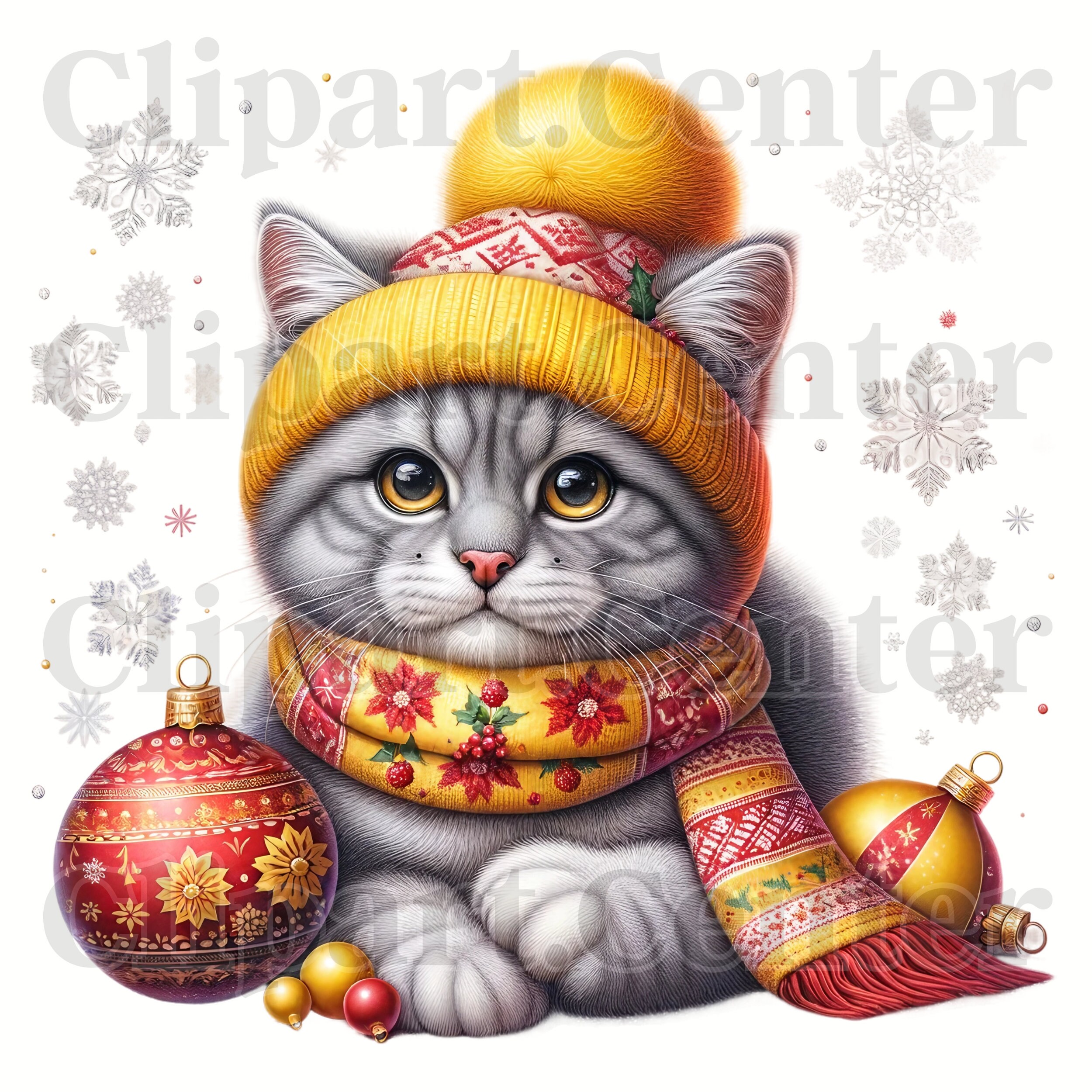Adorable Christmas Kittens PNG Clipart: Watercolor Festive - Etsy