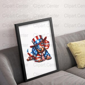 Patriotic Dog Clipart, USA Flag Dachshund PNG, 4th of July Digital Art ...