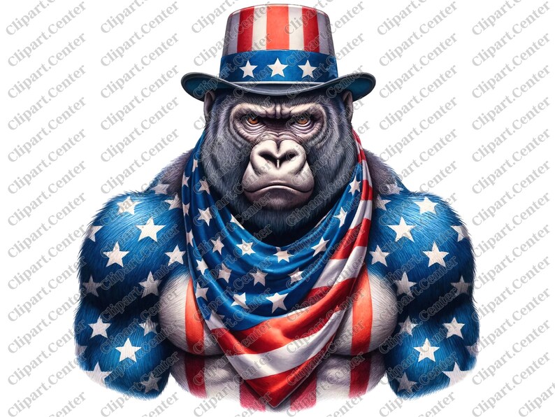 Patriotic Gorilla PNG Clipart, American Flag, 4th of July (digital ...