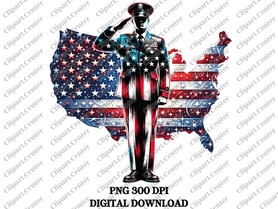 American Flag Soldier Clipart, Patriotic US Military Graphic, 4th of ...