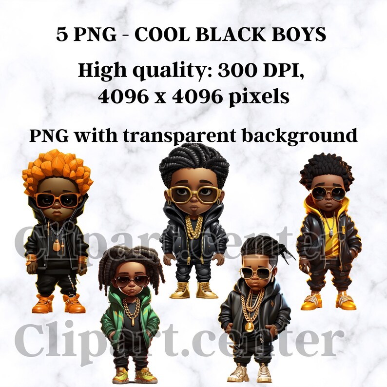 African American Boys, Clipart PNG, Instant Digital Download - Urban ...
