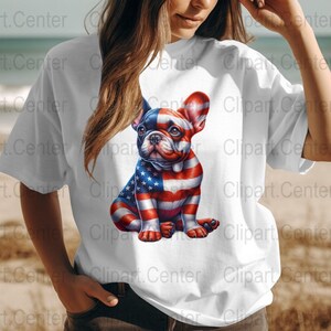 Patriotic Dog Clipart, American Flag French Bulldog PNG, 4th of July ...