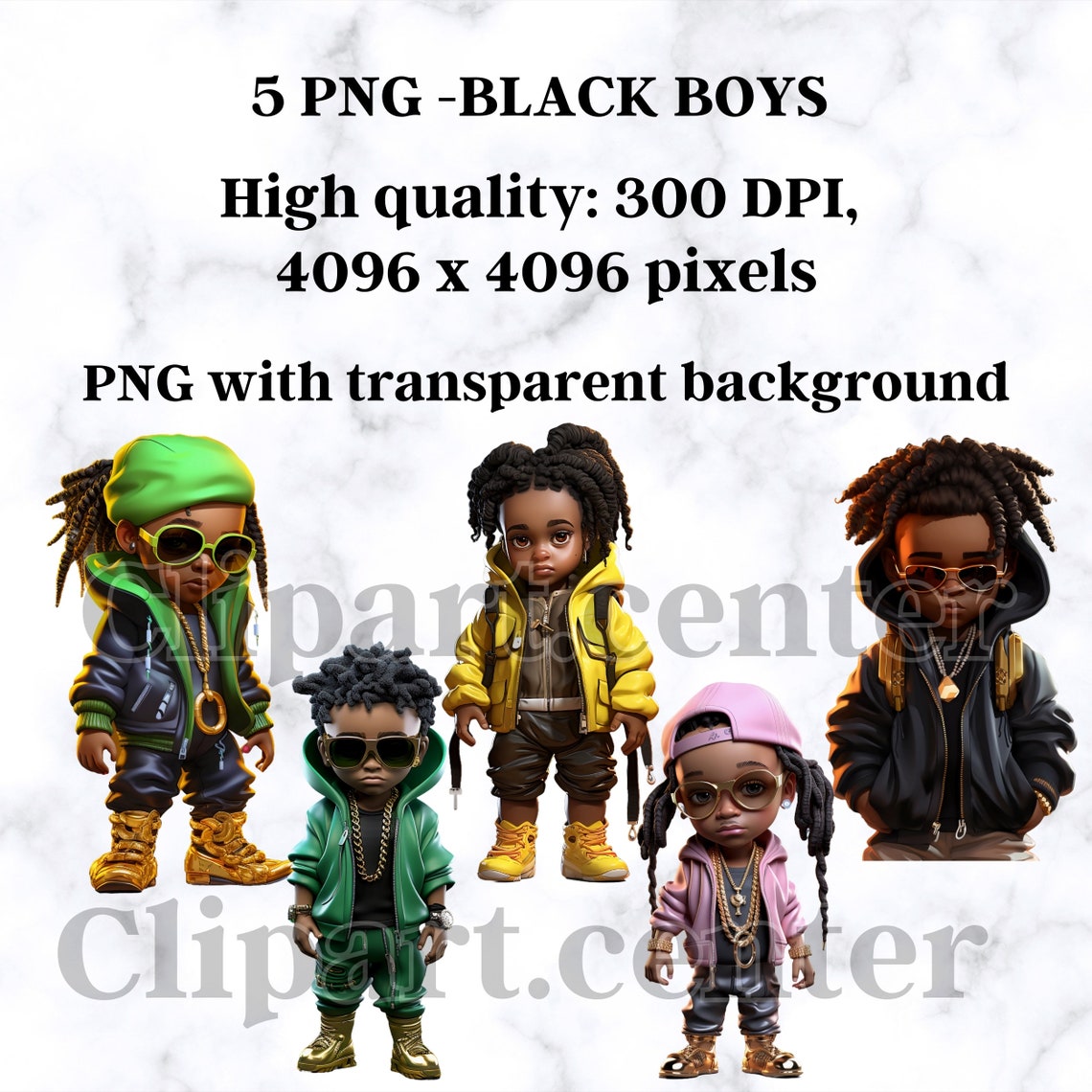 African American Boys Clipart PNG Instant Digital Download - Etsy