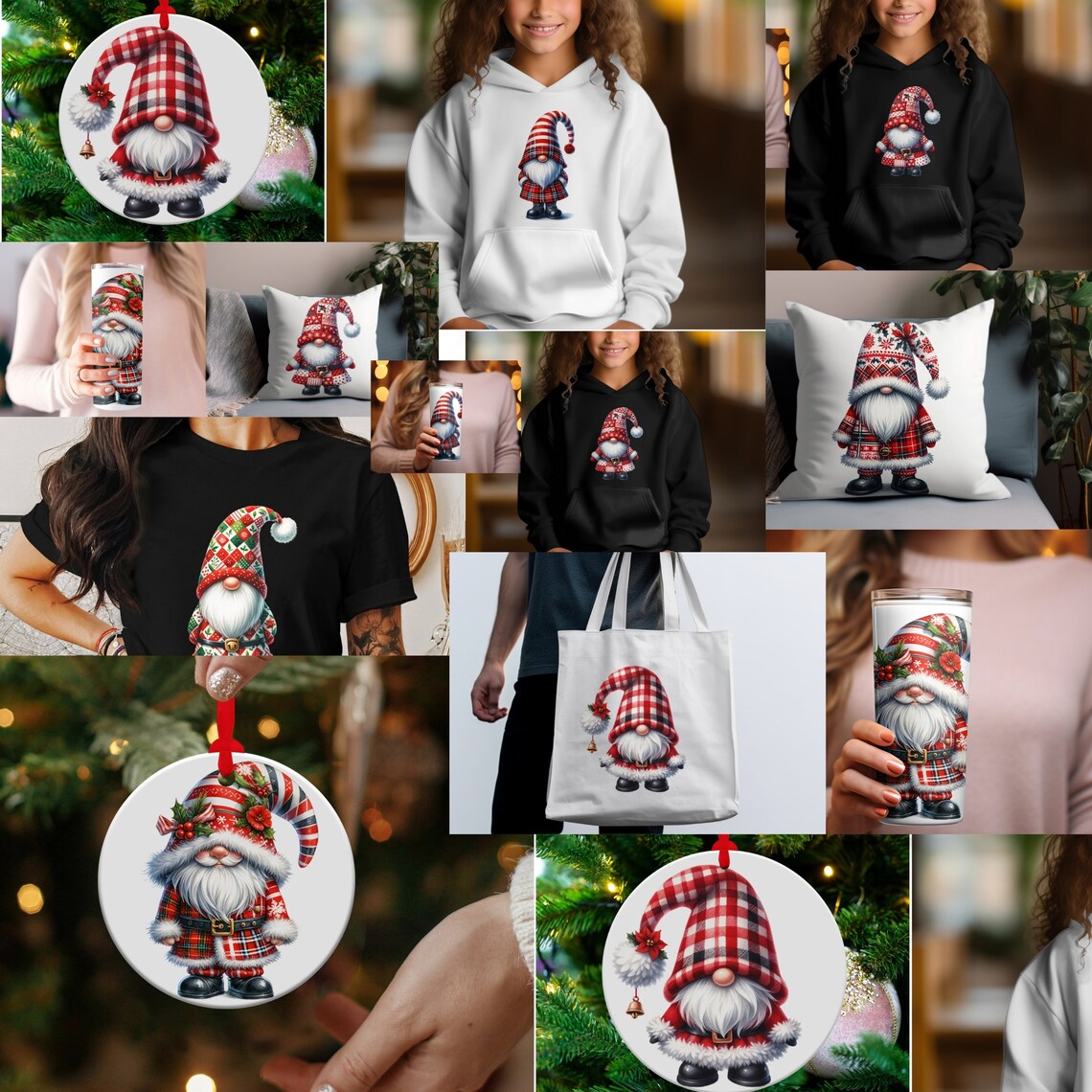 Christmas Gnomes PNG Bundle Watercolor Winter Gnome Clipart Printable ...