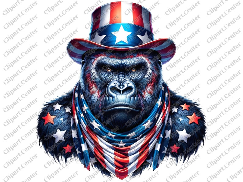 Patriotic Gorilla PNG Clipart, American Flag, 4th of July (digital ...