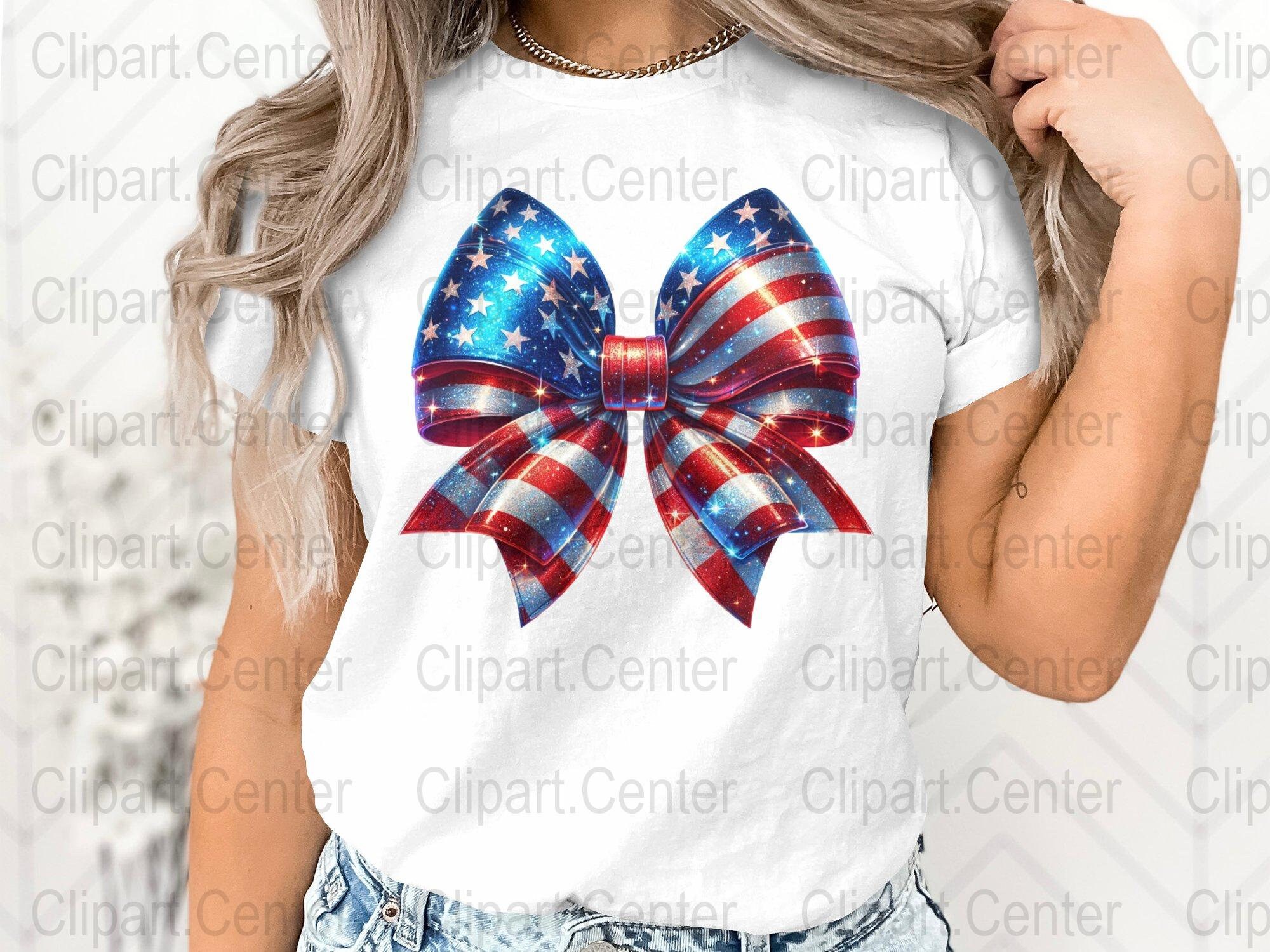 USA Flag Bow PNG, Sparkling American Bow Clipart, Patriotic Coquette ...