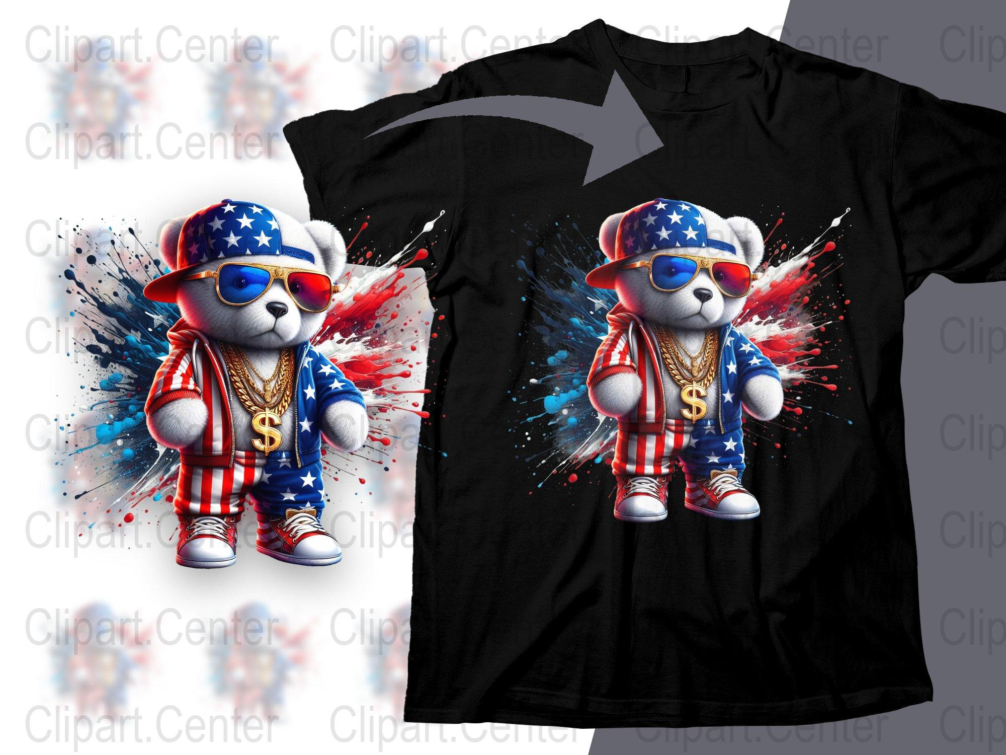 4th of July Bear Png, Patriotic Bear Design, American Flag Bear Art ...