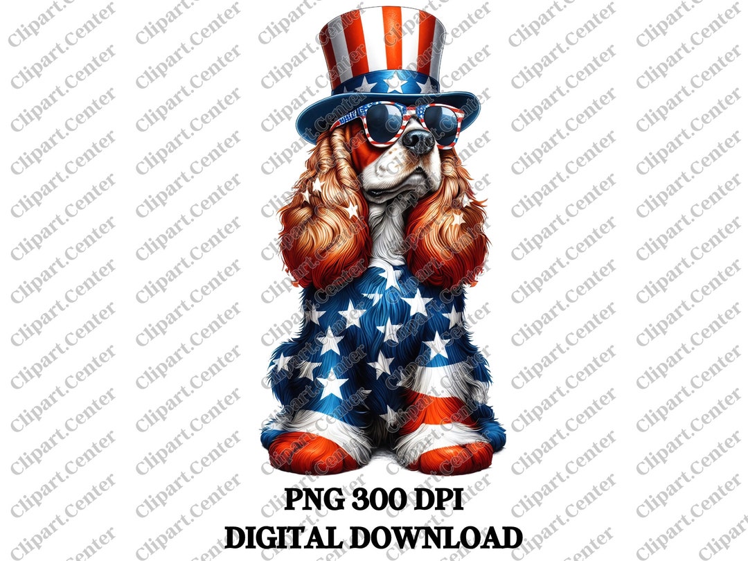 Patriotic Dog Clipart, USA Flag Design PNG, Sublimation Digital ...