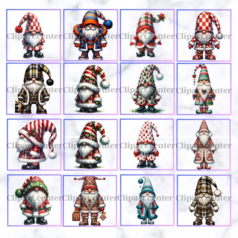 Christmas Gnomes PNG Bundle Watercolor Winter Gnome Clipart Printable ...