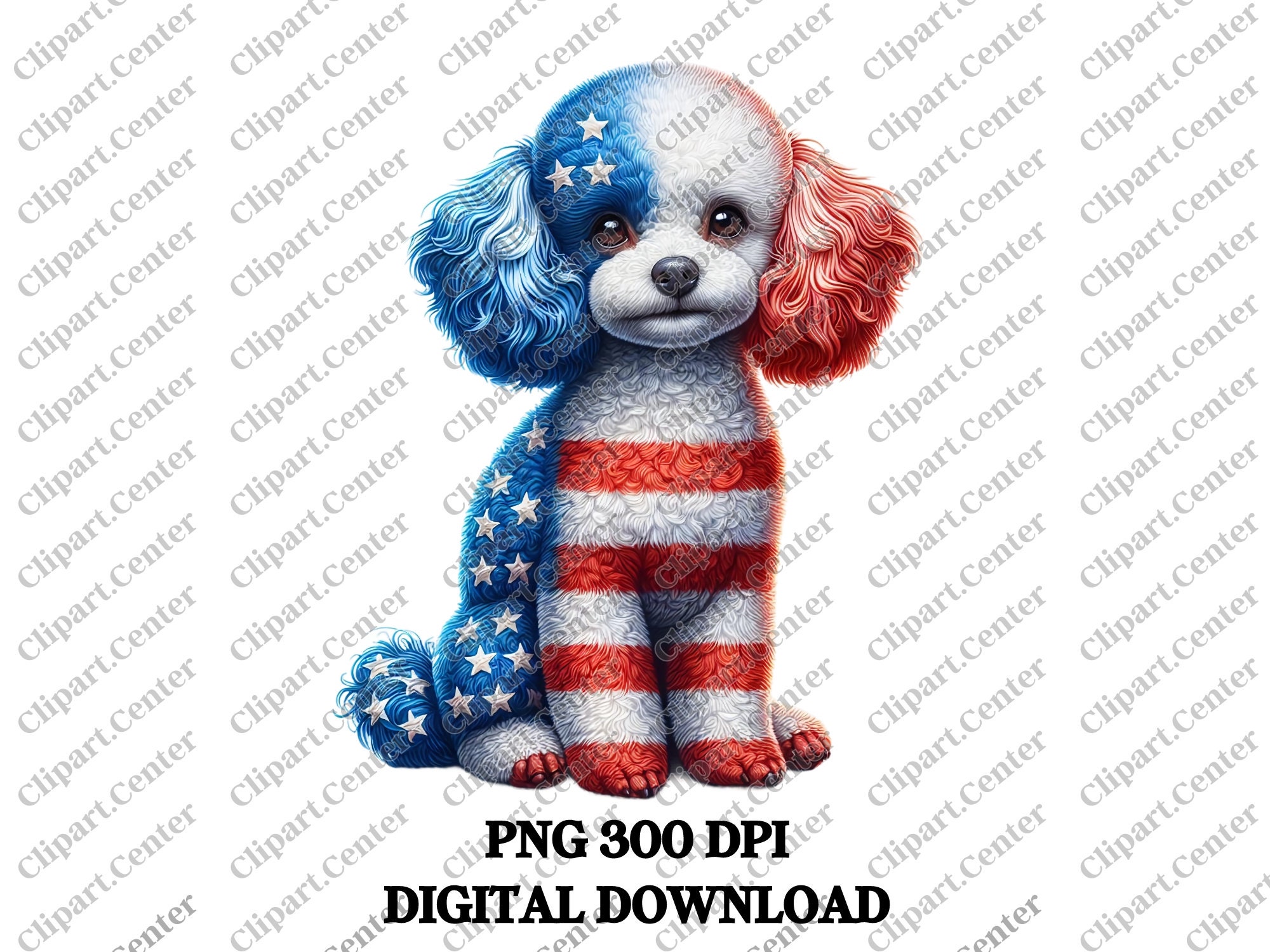 Patriotic Dog Clipart, American Flag Design, USA Pooch PNG, Fourth of ...