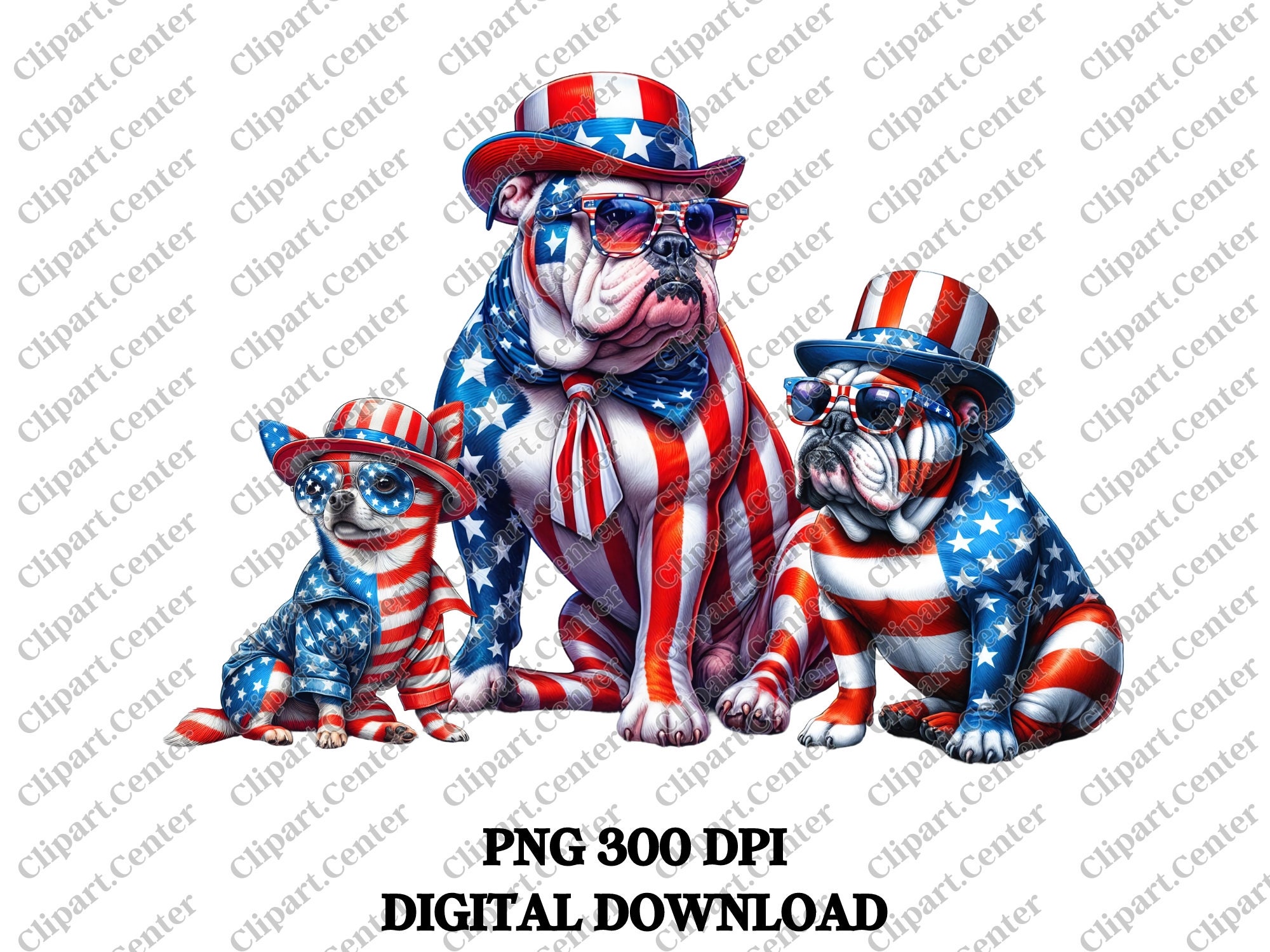Patriotic Dog Clipart, American Flag Dogs PNG, USA Sublimation Design ...