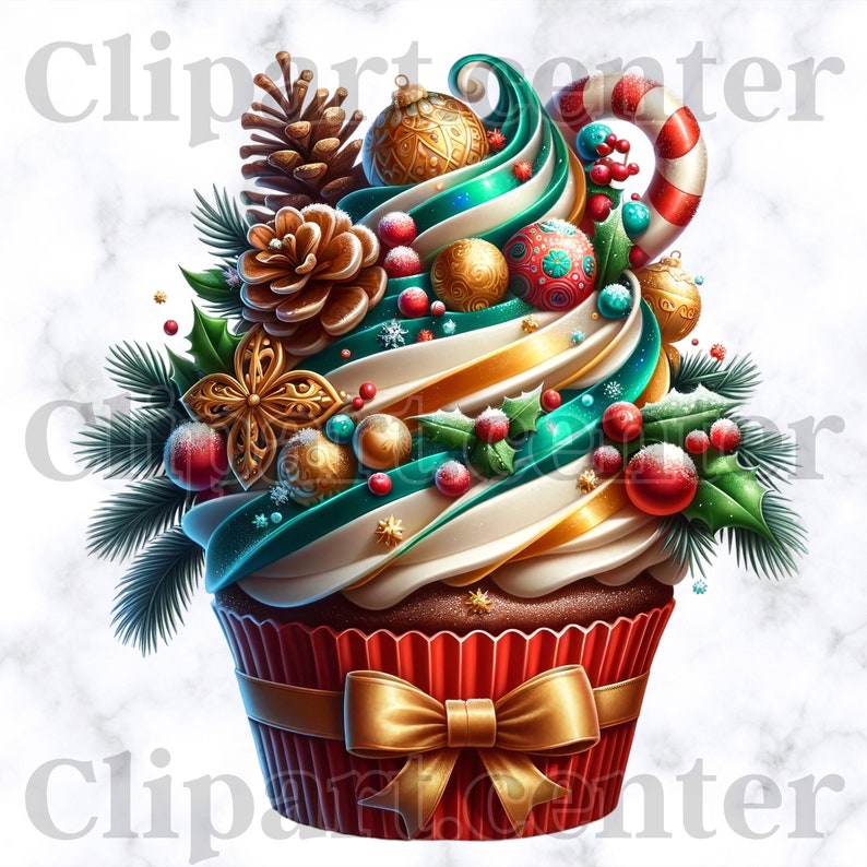 Festive Christmas Cupcake Clipart: 25 Delightful Dessert Illustrations ...