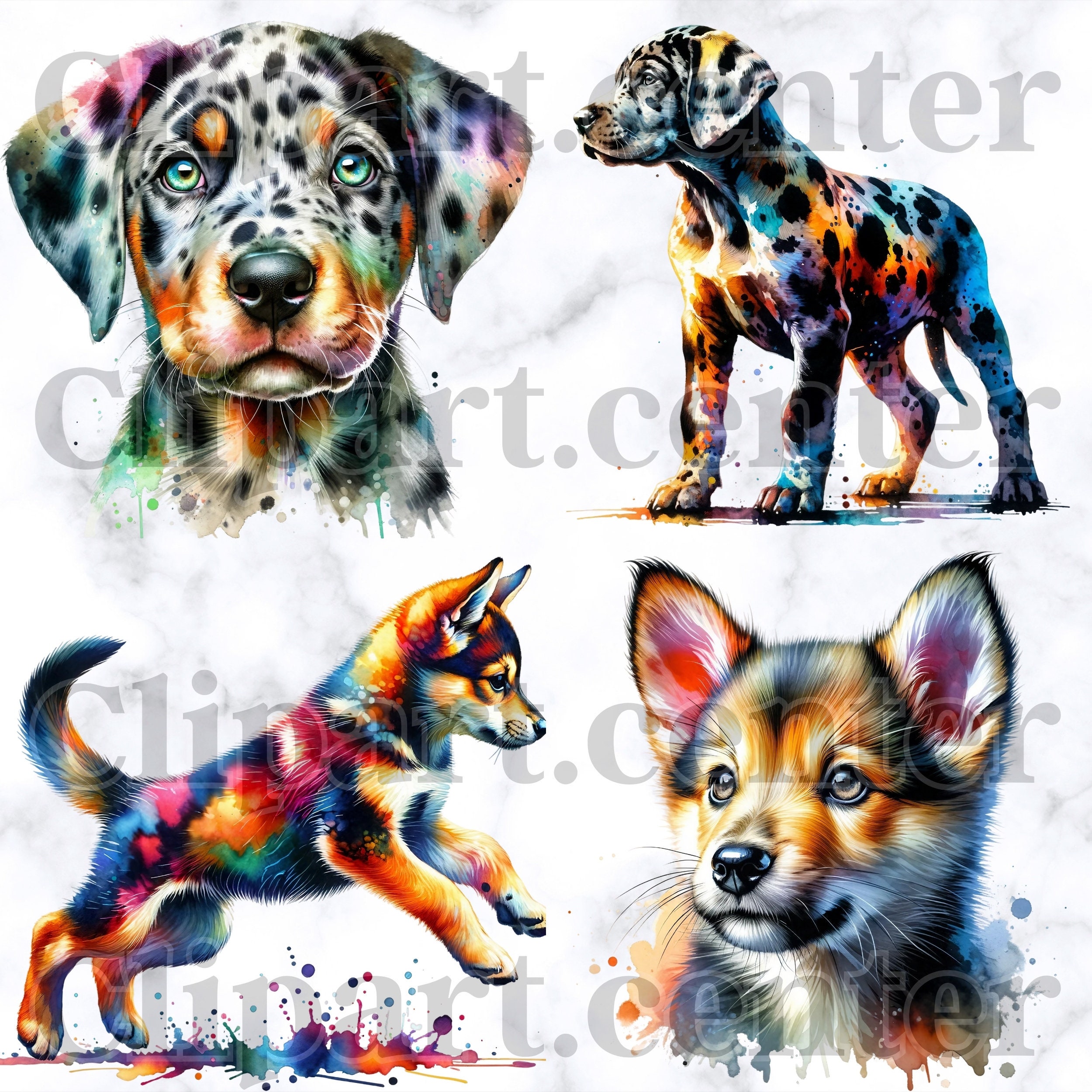 Watercolor Cute Dog Clipart Collection: Adorable Puppies PNG for All ...