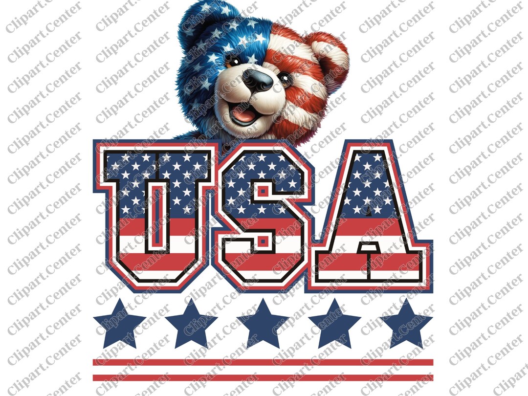 USA Png, Fourth of July USA Flag Bear PNG, Independence Day Sublimation ...