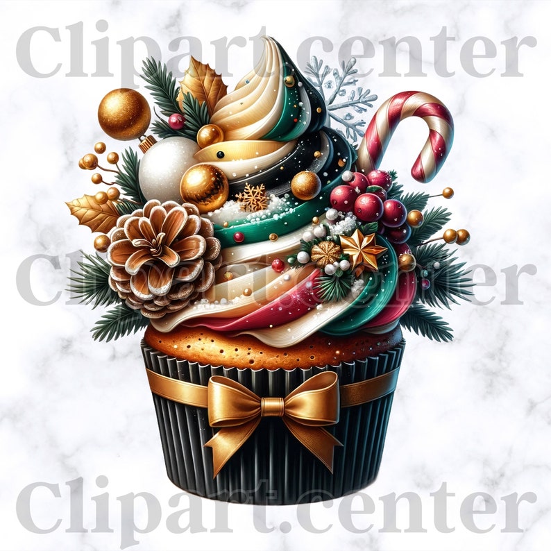 Festive Christmas Cupcake Clipart: 25 Delightful Dessert Illustrations ...