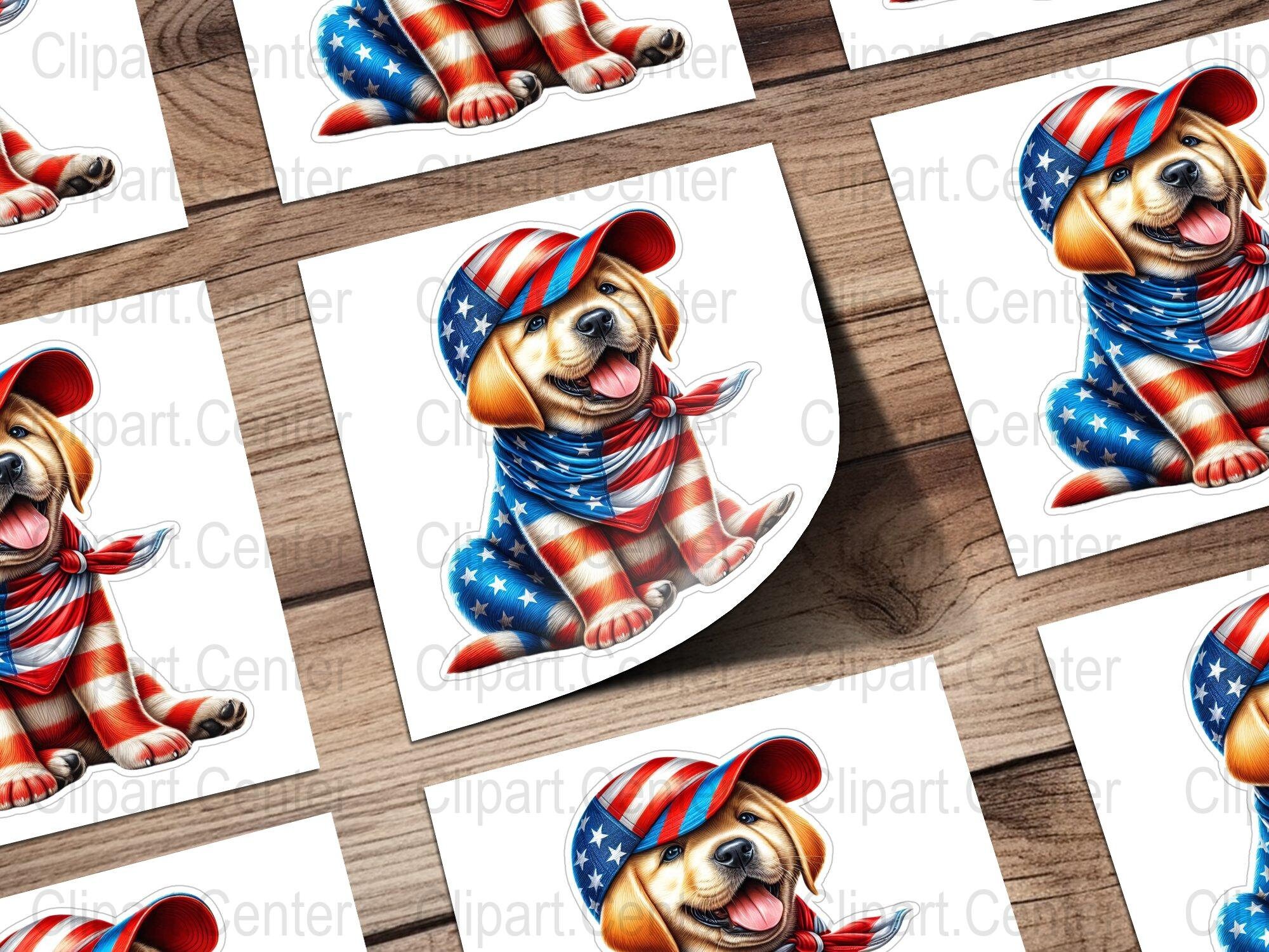Patriotic Dog Clipart, Fourth of July PNG, American Flag Bandana, Dog ...