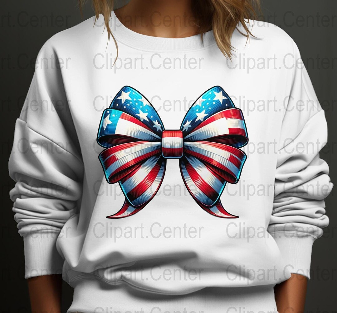 Bow Clipart, USA Flag Bow PNG, American Aesthetic Digital Download for ...