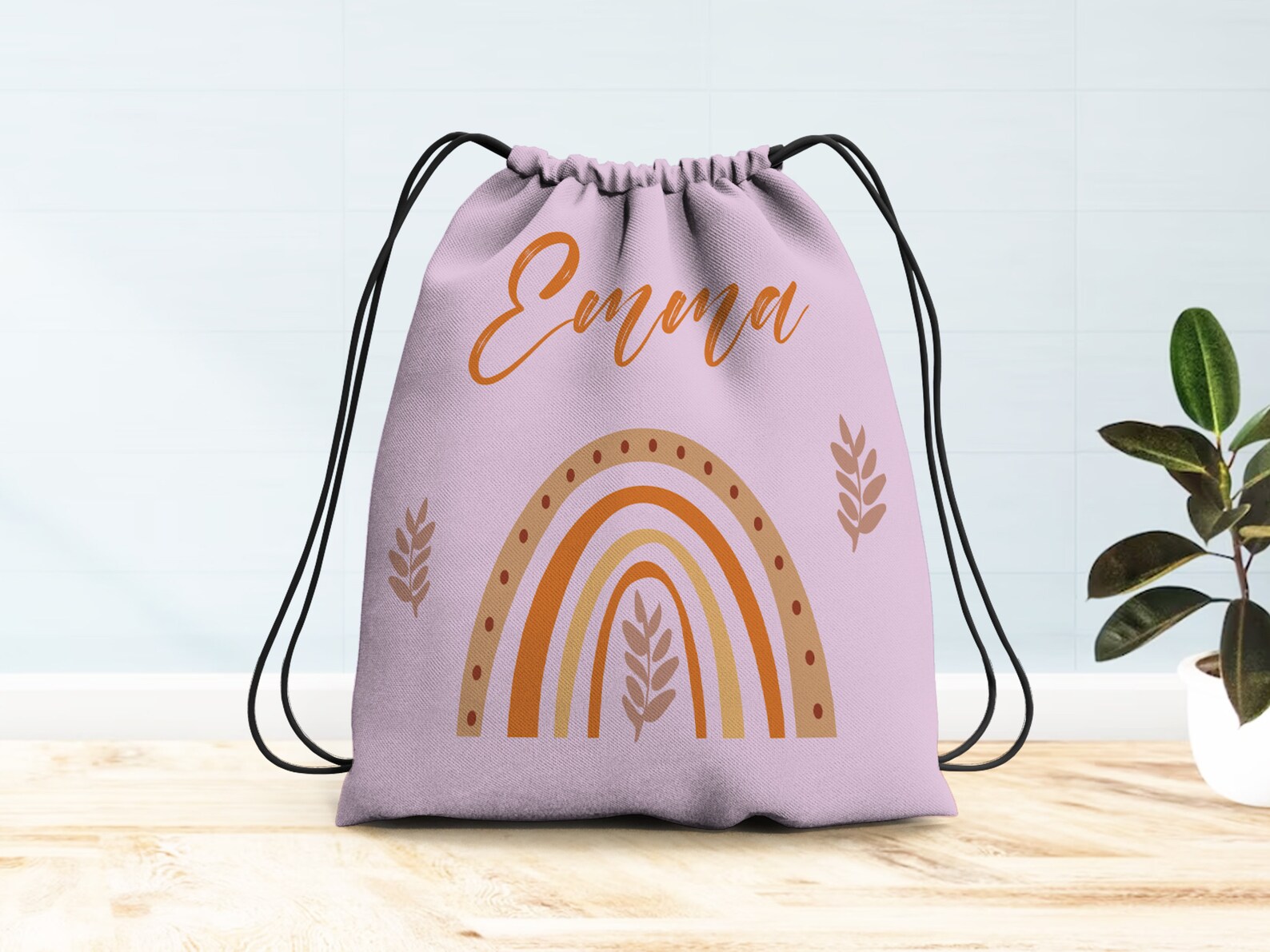 Draw-string Bag Personalized Printed With Name, Backpack for Gym, Swim ...