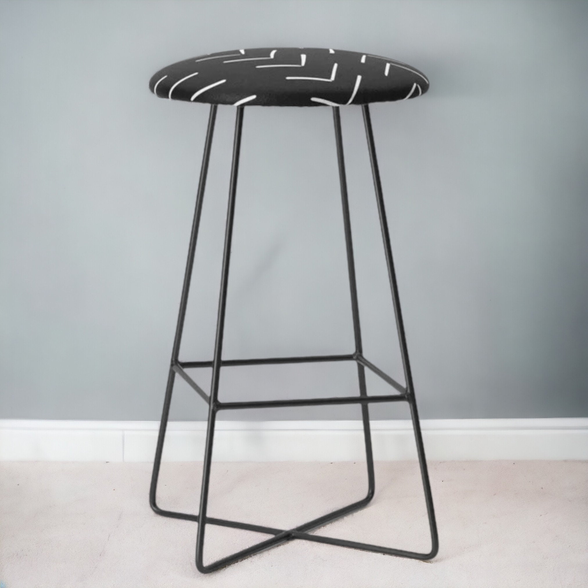 Boho Black and White Classy Bar Stool, Gold Black Steel Bar Seat ...