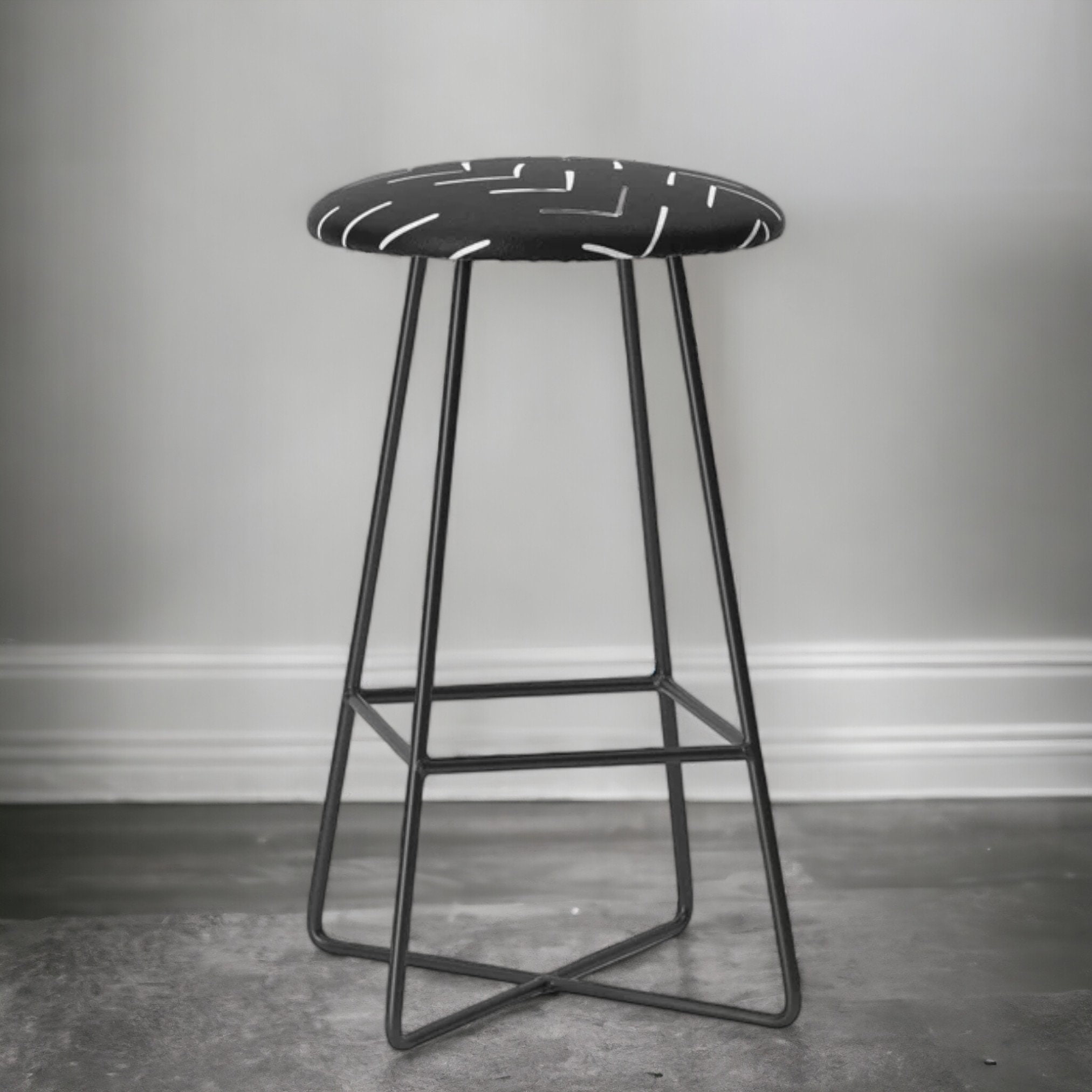 Boho Black and White Classy Bar Stool, Gold Black Steel Bar Seat ...