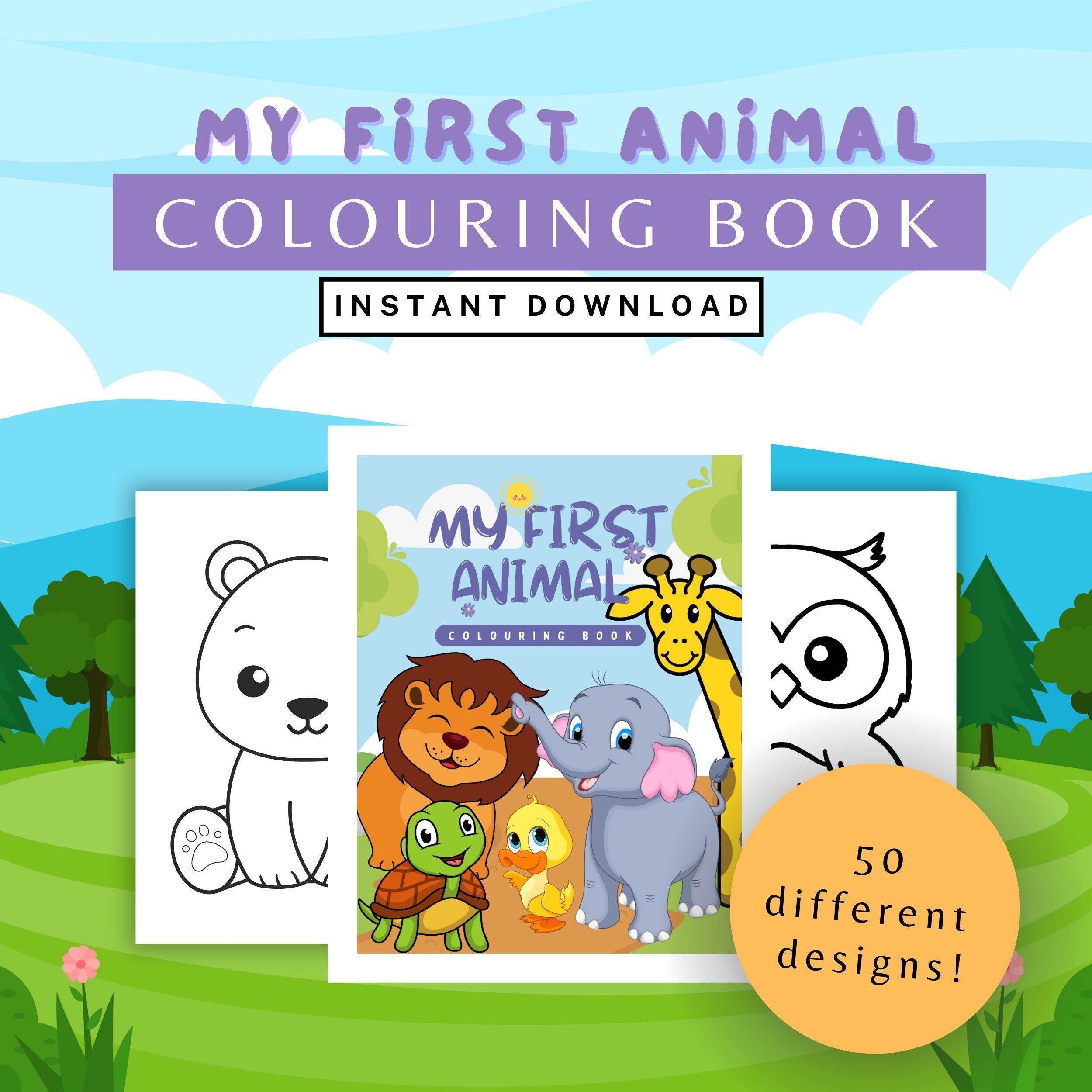 My First Animal Colouring Book: Cute Animal Toddler Colouring - Etsy