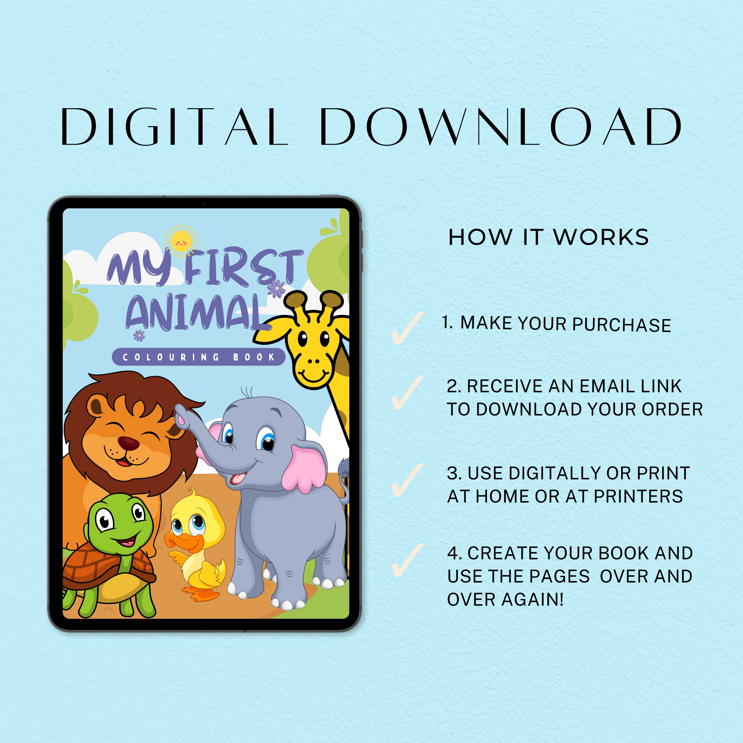 My First Animal Colouring Book: Cute Animal Toddler Colouring - Etsy